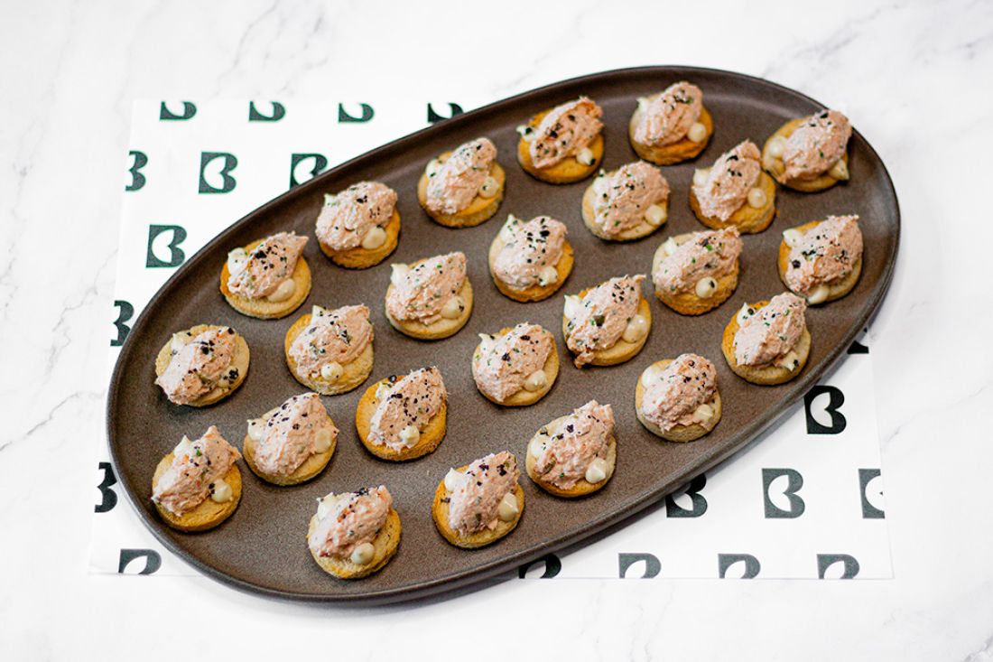 Confit Salmon, Garlic Croute, House Pickles & Oyster Mayonnaise